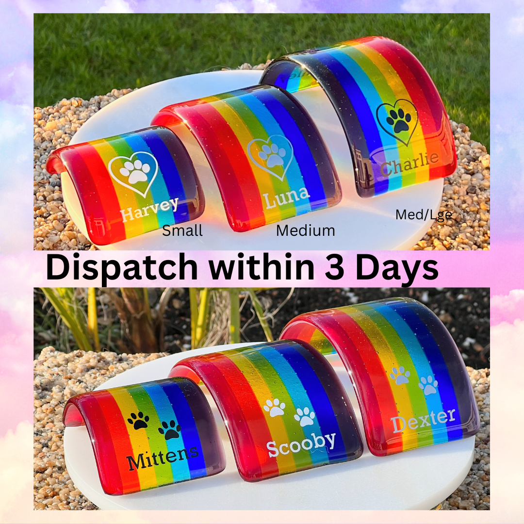6b. Pet Memorial Rainbow Bridge - Personalised with Name/Paw/Heart /2 ...